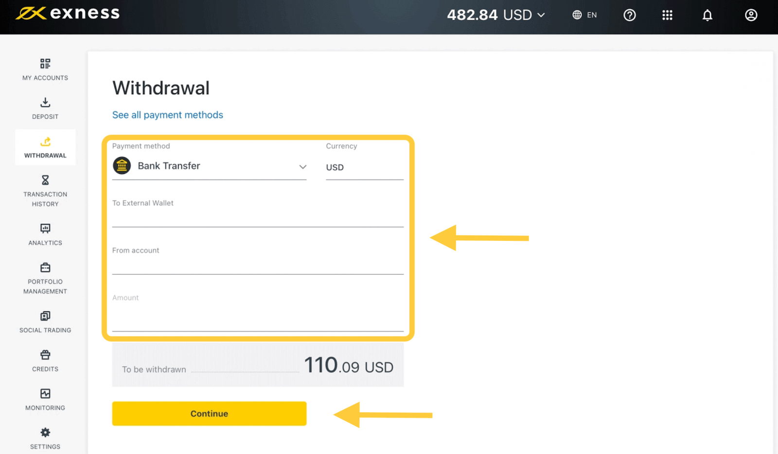 Withdraw | Exness Forex