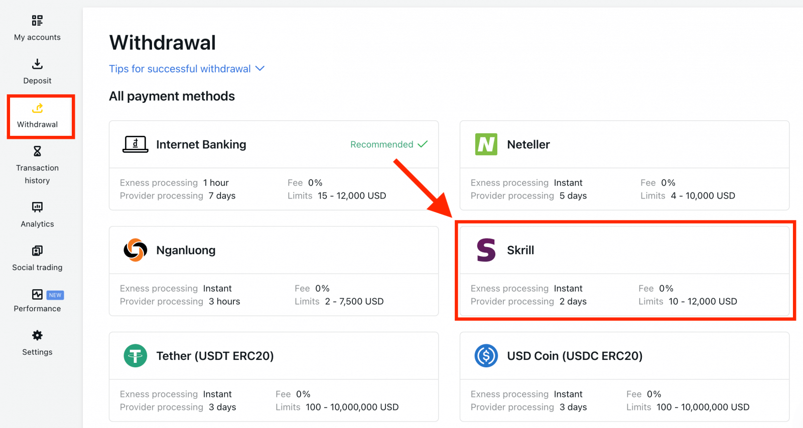 Withdraw | Exness Forex