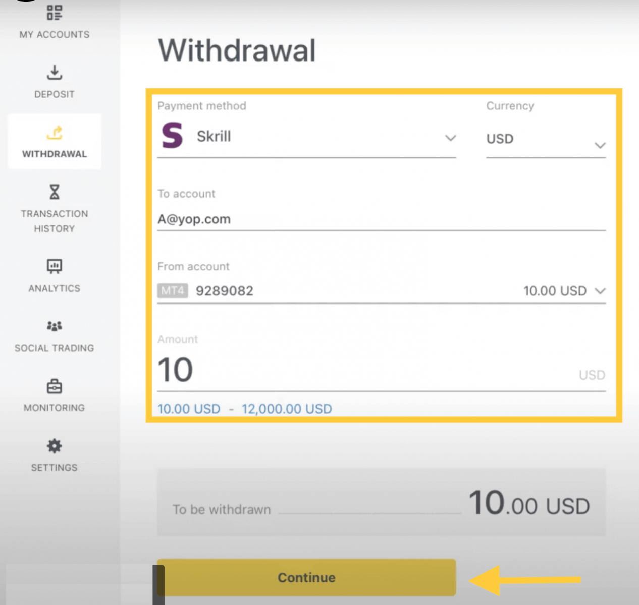 Withdraw | Exness Forex