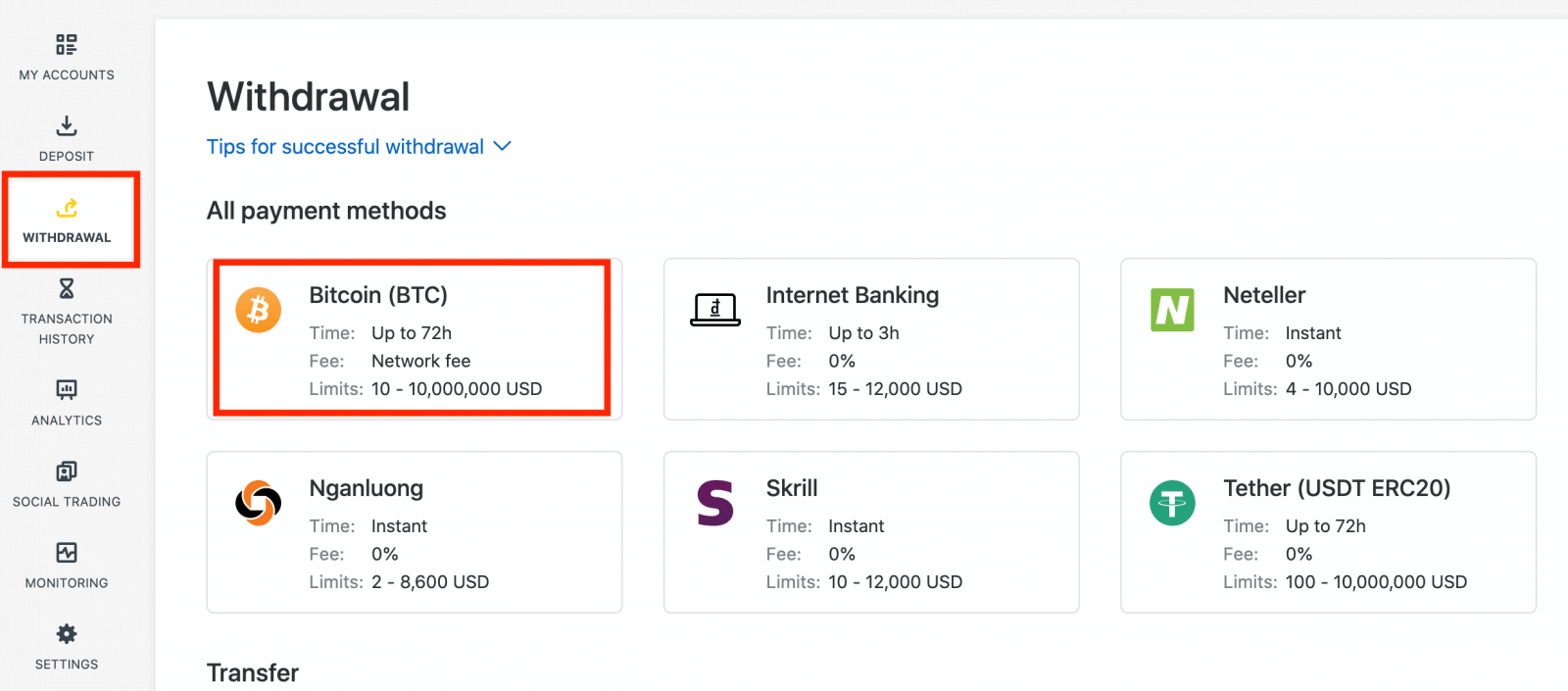 Withdraw | Exness Forex