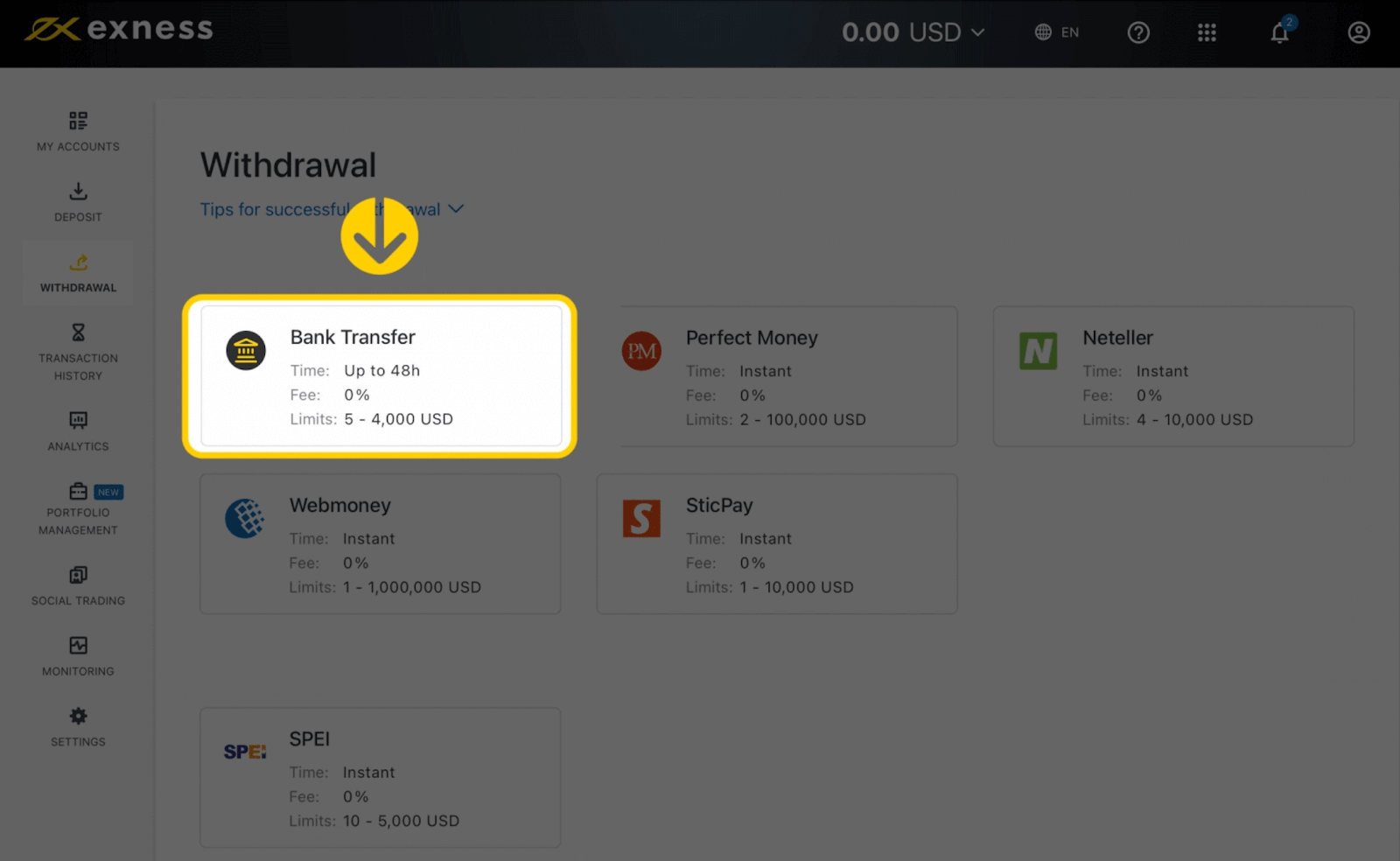 Withdraw | Exness Forex